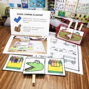 Comparing Alligators - Back to School Math Center - Simply Kinder