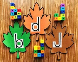 Fall Leaves Alphabet Snap Block Center - Simply Kinder