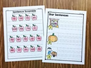 Fall Writing Sentences in Kindergarten and First Grade - Simply Kinder