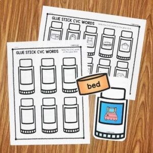 Glue Stick CVC Words - Kindergarten Center - Simply Centers - Simply Kinder