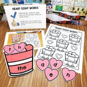 Heart Sight Word Center - Valentine's Day Center - Simply Kinder