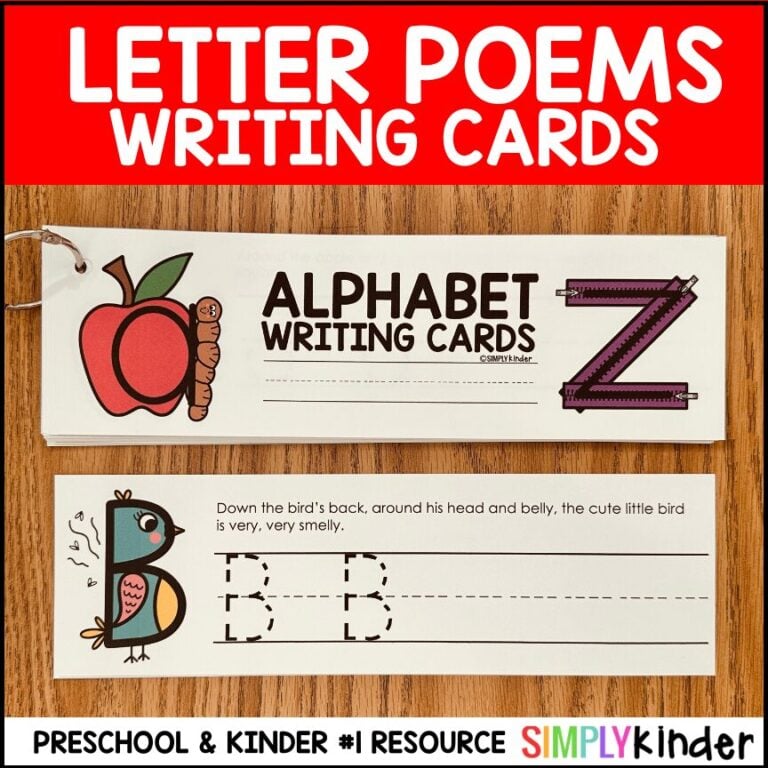 Alphabet Writing Poems Cards - Simply Kinder