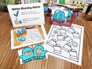 Mitten Rhyming Match - 2nd Quarter Simply Centers - Simply Kinder