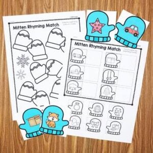 Mitten Rhyming Match - 2nd Quarter Simply Centers - Simply Kinder