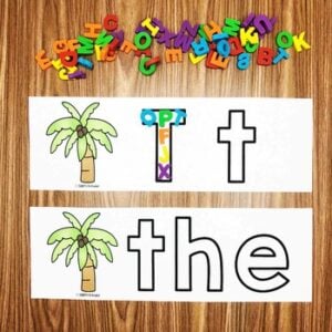Palm Tree Mini Eraser Activities - Letters and Words - Simply Kinder