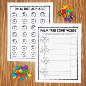 Palm Tree Mini Eraser Activities - Letters and Words - Simply Kinder