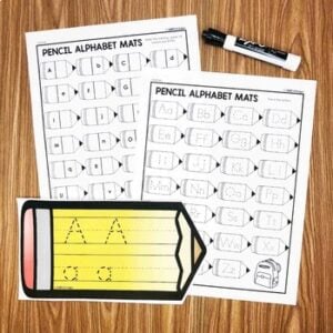 Pencil Alphabet Writing Center - Kindergarten Center - Simply Kinder
