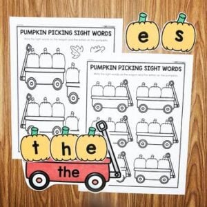 Picking Pumpkins Sight Word Center - Kindergarten Center - Simply ...