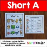 Short A Word Work Activities - Simply Kinder