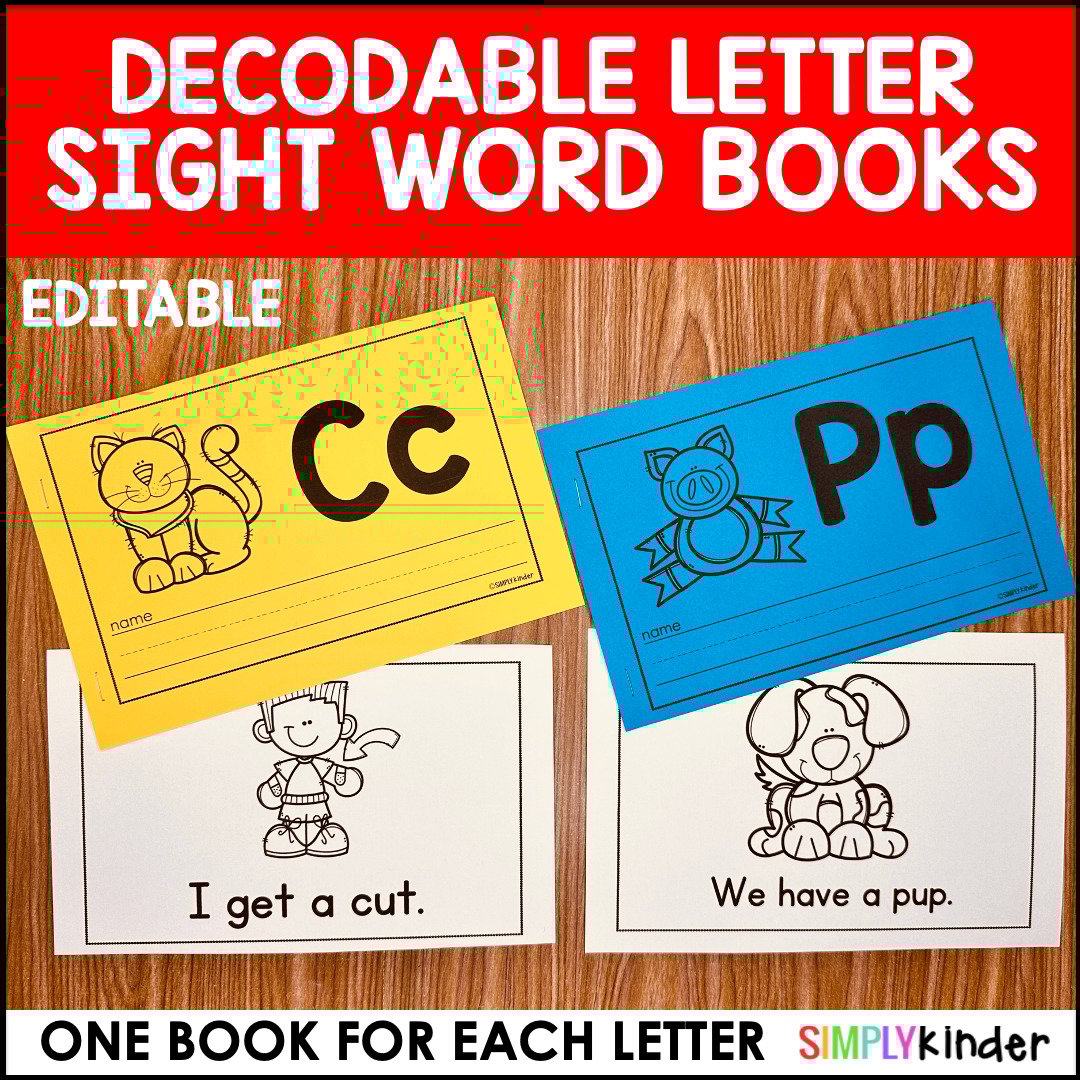 Alphabet Books with Editable Sight Words, Printable Alphabet Sight Word ...