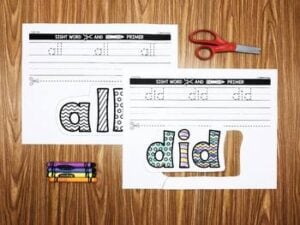 Sight Word Cut and Color - Primer Words - Simply Kinder