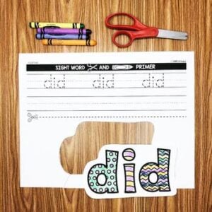 Sight Word Cut and Color - Primer Words - Simply Kinder
