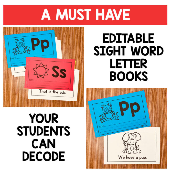 Alphabet Books with Editable Sight Words, Printable Alphabet Sight Word ...