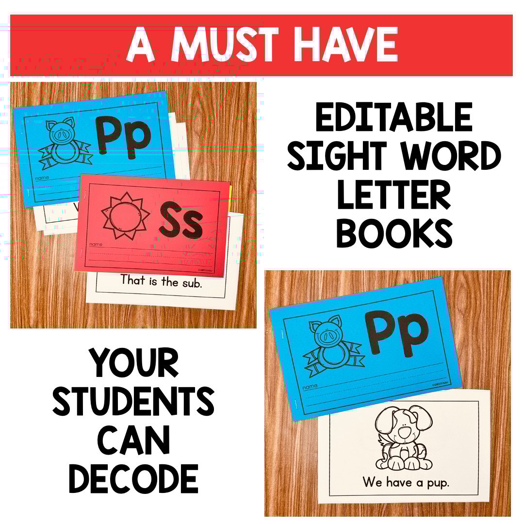 Alphabet Books with Editable Sight Words, Printable Alphabet Sight Word ...