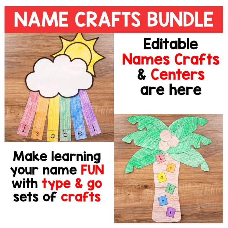Name Practice Crafts, Name Tracing Editable Writing Activities, Name ...