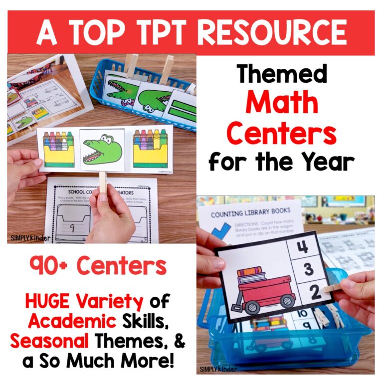 Kindergarten Math Centers - Themed Math Centers Fall, Winter, Spring ...