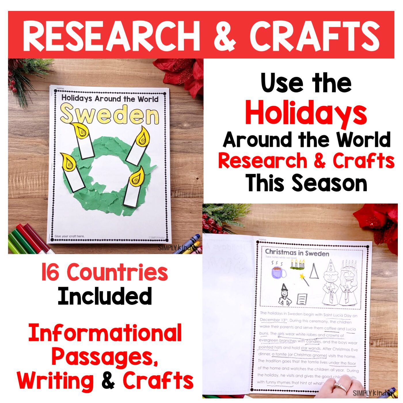 Holidays & Christmas Around The World Research Project & Crafts for ...