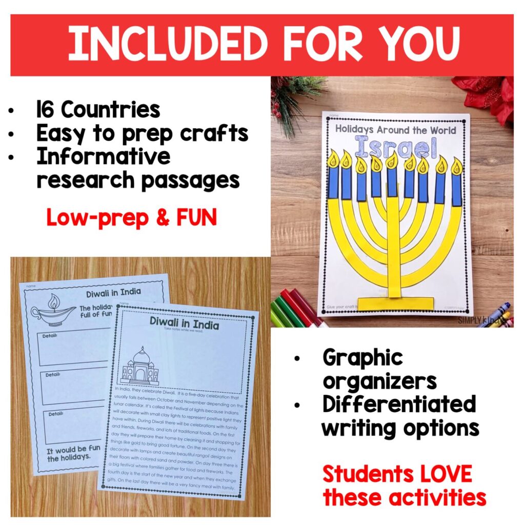 Holidays & Christmas Around The World Research Project & Crafts for ...