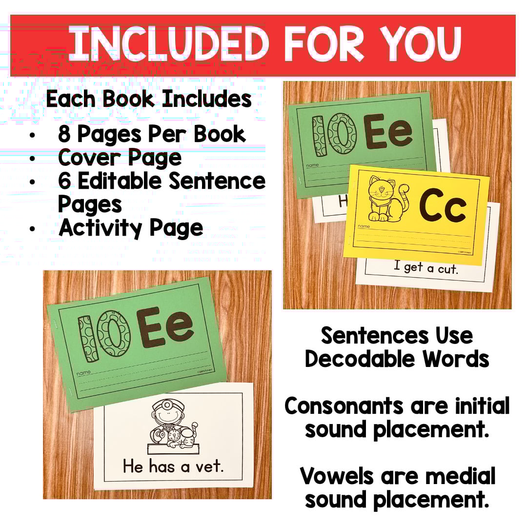 Alphabet Books with Editable Sight Words, Printable Alphabet Sight Word ...