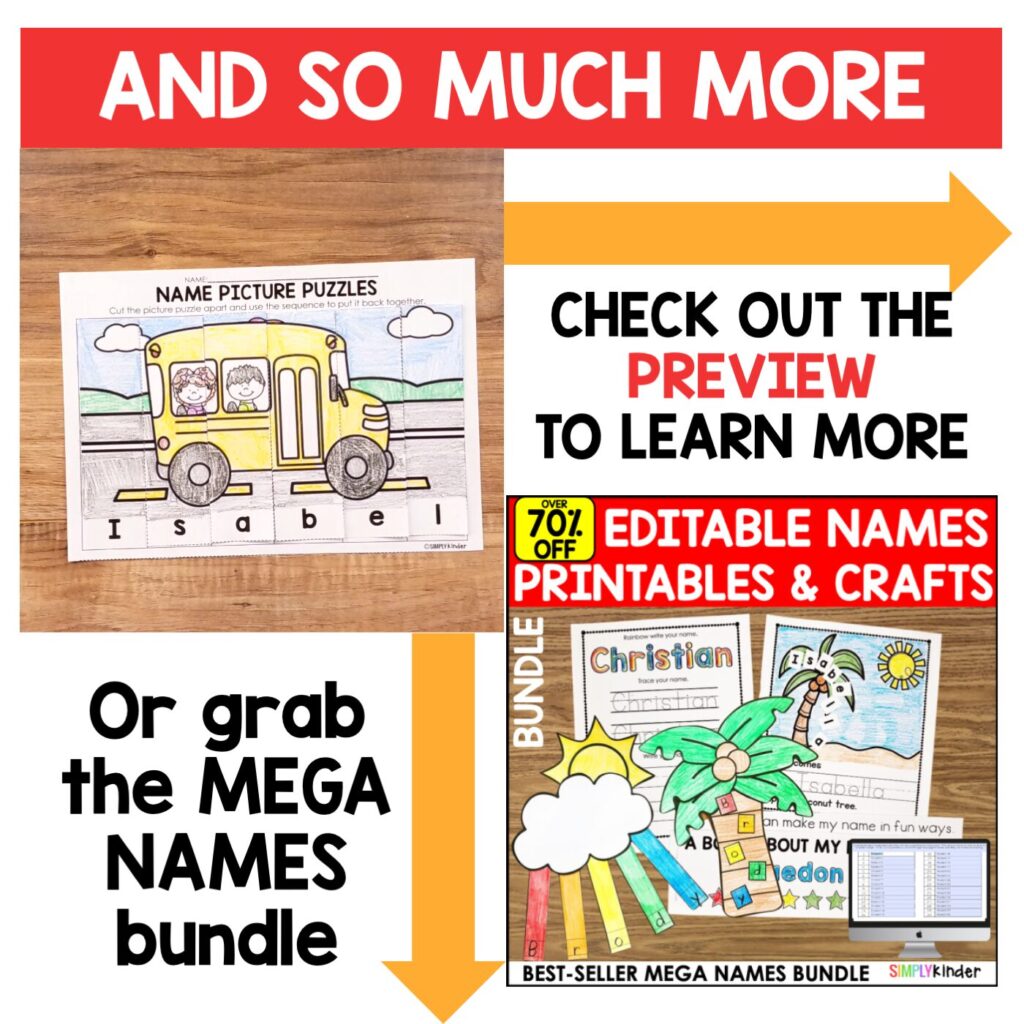 Name Practice Crafts, Name Tracing Editable Writing Activities, Name ...