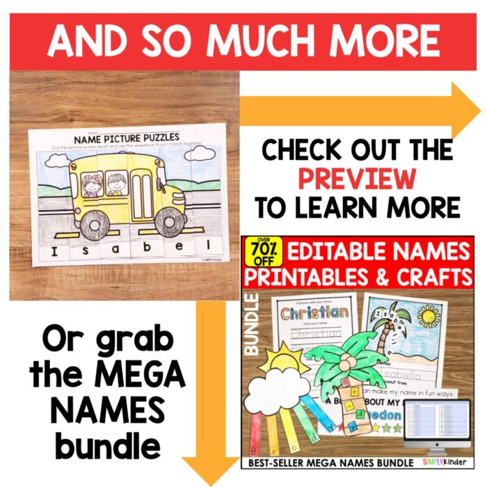 Name Practice Crafts, Name Tracing Editable Writing Activities, Name ...