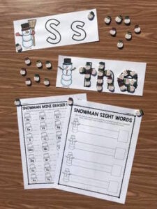 Snowman Mini Eraser Alphabet & Sight Words Mats - Simply Kinder