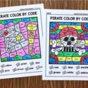 Subtraction Color By Code - Pirate Math - Simply Kinder