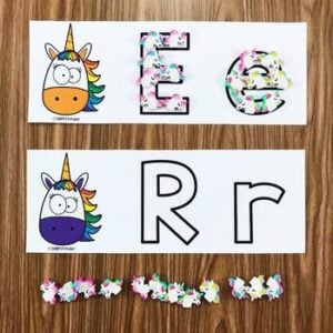 Unicorn Letters and Words Mini Eraser Activities - Simply Kinder