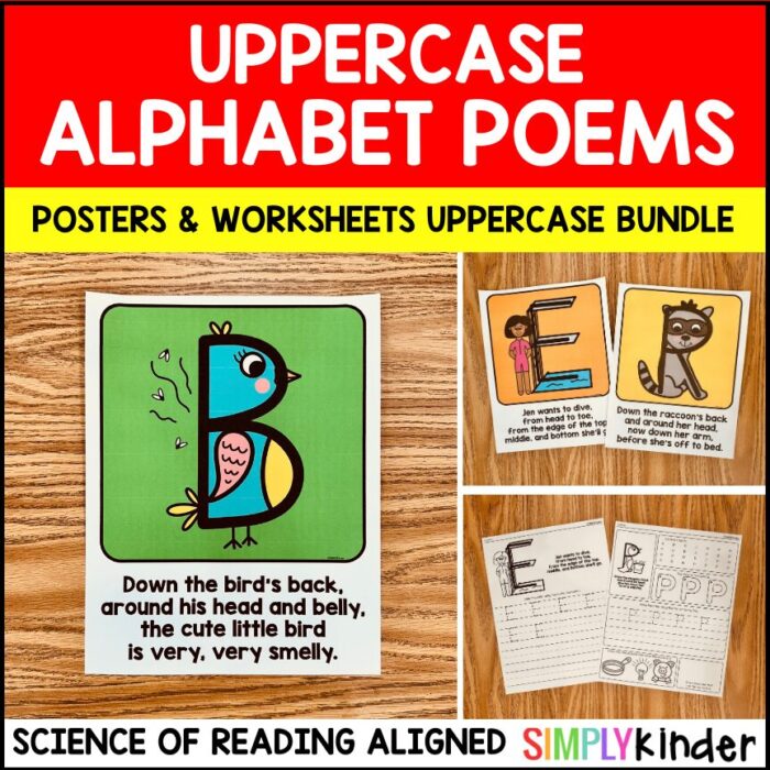 Uppercase Alphabet Posters & Poems, Alphabet Worksheets, Writing ...