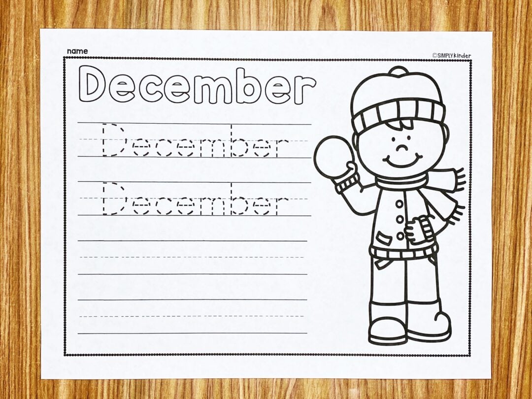 December Learn to Write - Simply Kinder