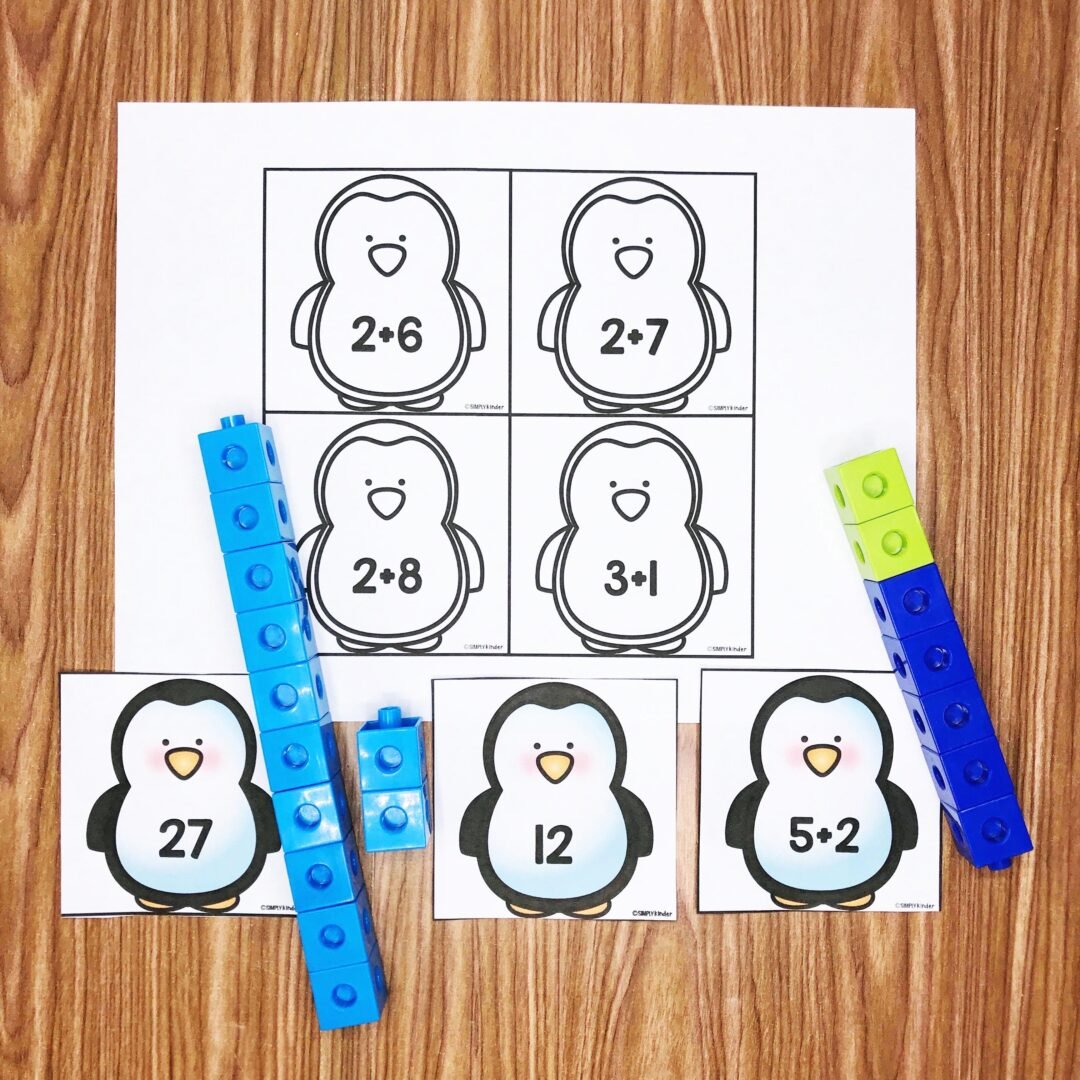 Penguin Cube Towers {Counting & Addition} - Simply Kinder