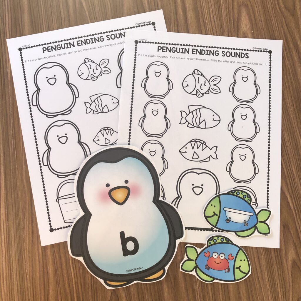 Penguin Ending Sounds - Simply Centers - Simply Kinder