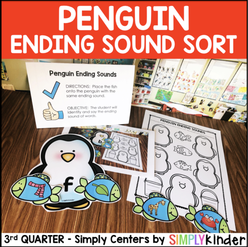 Penguin Ending Sounds - Simply Centers - Simply Kinder