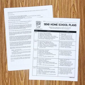 Send Home Sub Plan Kinder 3rd Quarter Weeks 4-6 - Simply Kinder