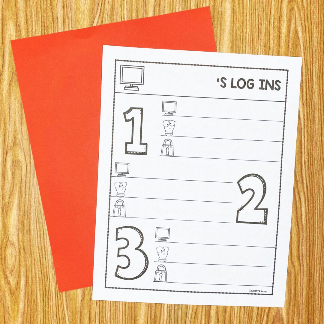 Computer Log In Sheet for Kids - Simply Kinder