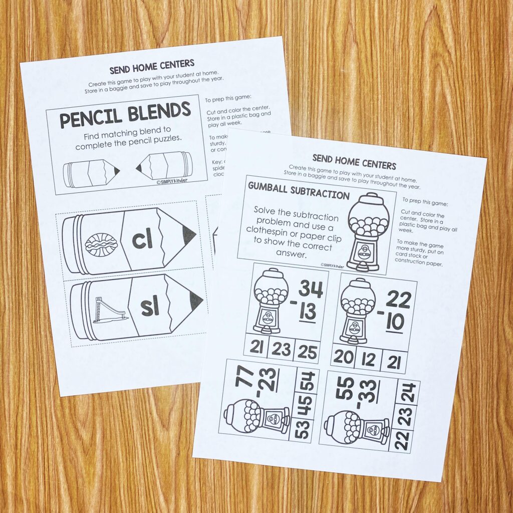 Send Home Sub Plans FIRST Set 4 : 2 Weeks Editable - Simply Kinder