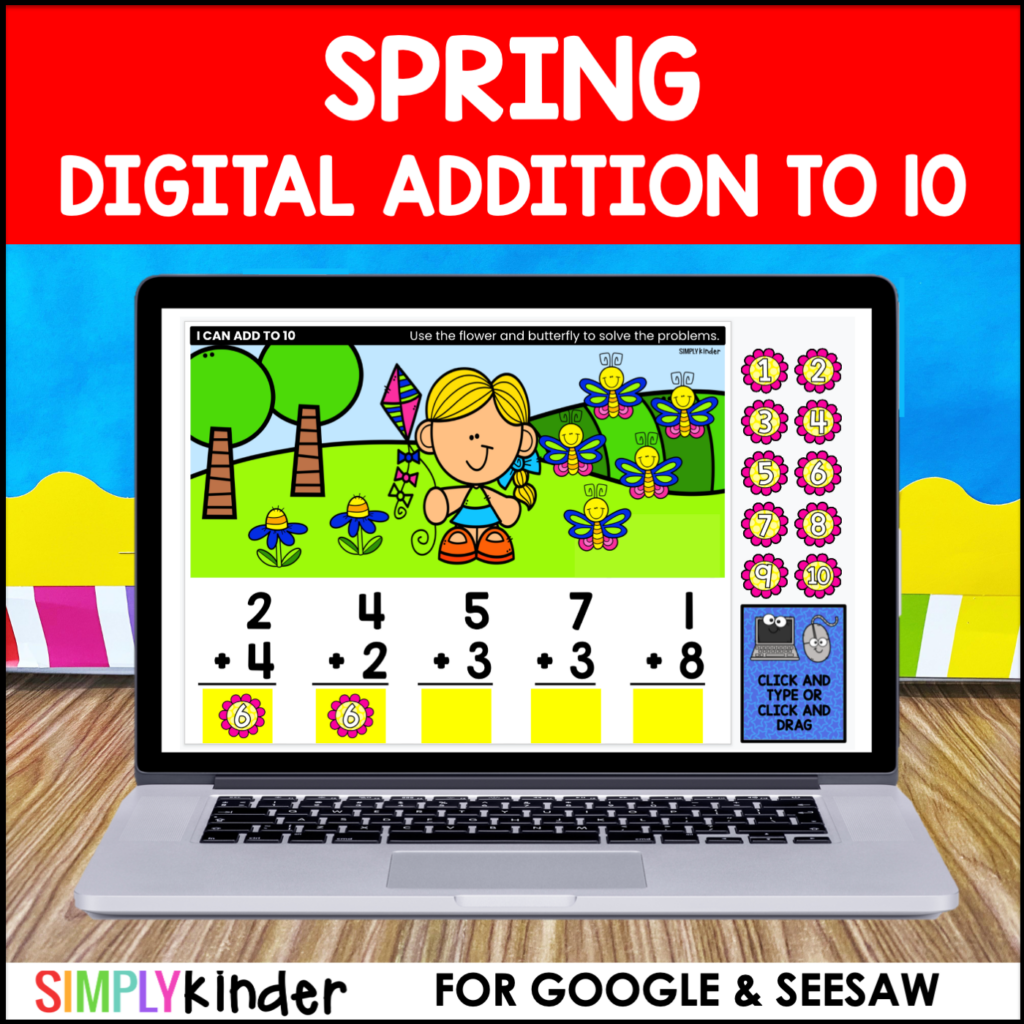 Spring Digital Addition for Google and Seesaw - Simply Kinder
