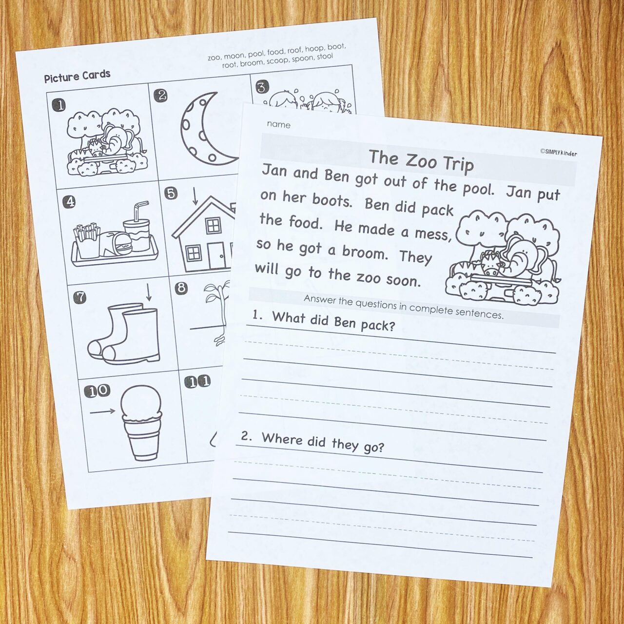 Send Home Sub Plans Kinder Set 7 - Simply Kinder