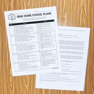 Send Home Sub Plan Kinder 1st Quarter Sets 7-9 - Simply Kinder