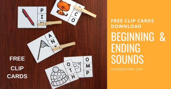 Beginning and Ending Sounds Clip Cards For Kindergarten - Simply Kinder