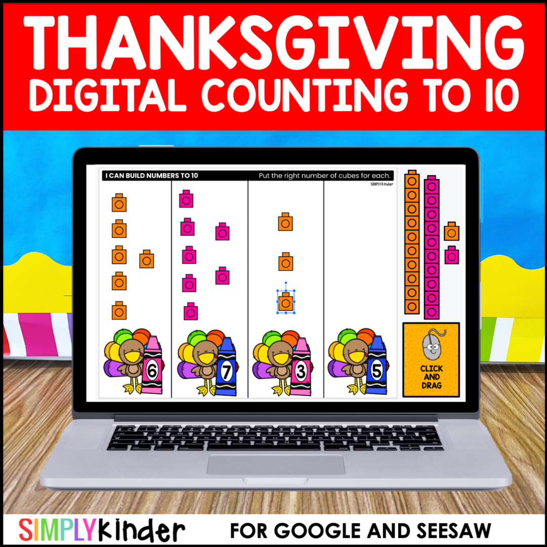 Thanksgiving Counting to 10 for Google Classroom and Seesaw - Simply Kinder