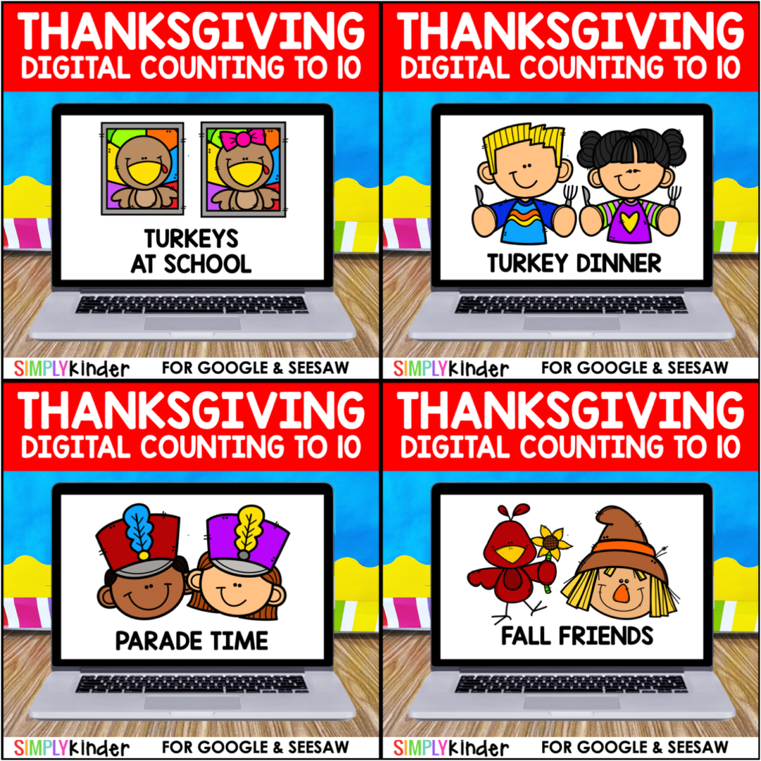 Thanksgiving Counting to 10 for Google Classroom and Seesaw - Simply Kinder