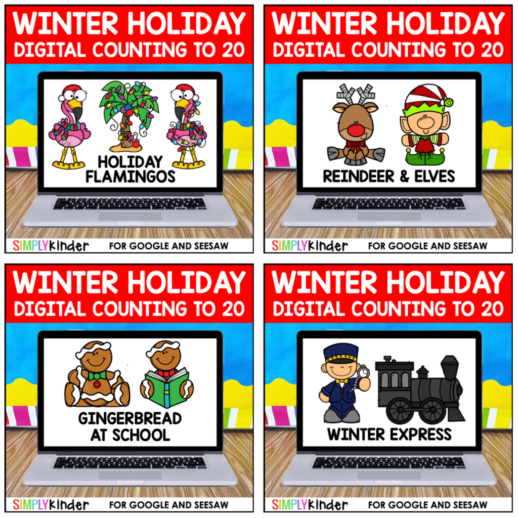 Winter Holiday Digital Counting to 20 for Google and Seesaw - Simply Kinder
