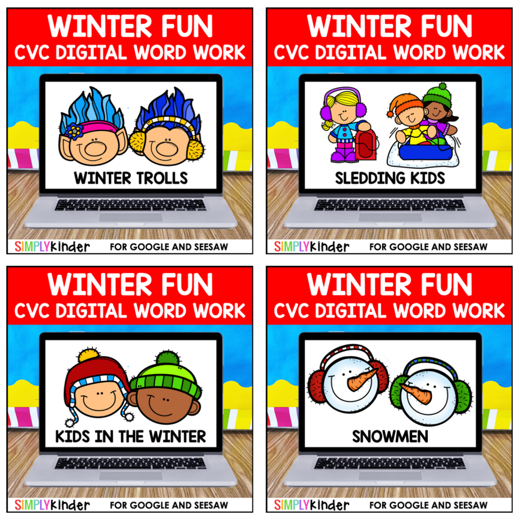 Winter Digital CVC Word Work Activities for Google and Seesaw - Simply ...