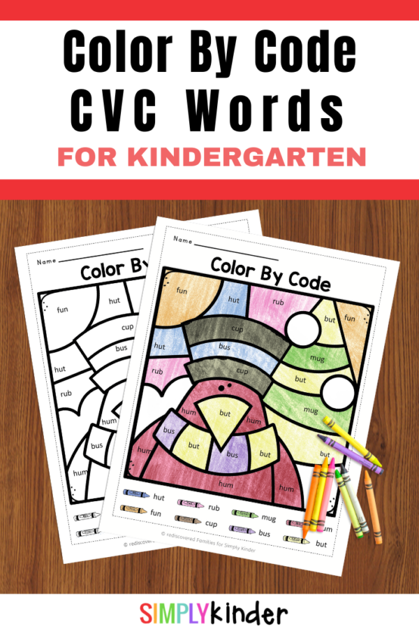 Free Winter Color By Code Worksheets: CVC Words - Simply Kinder