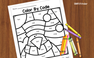 Free Winter Color By Code Worksheets: CVC Words - Simply Kinder