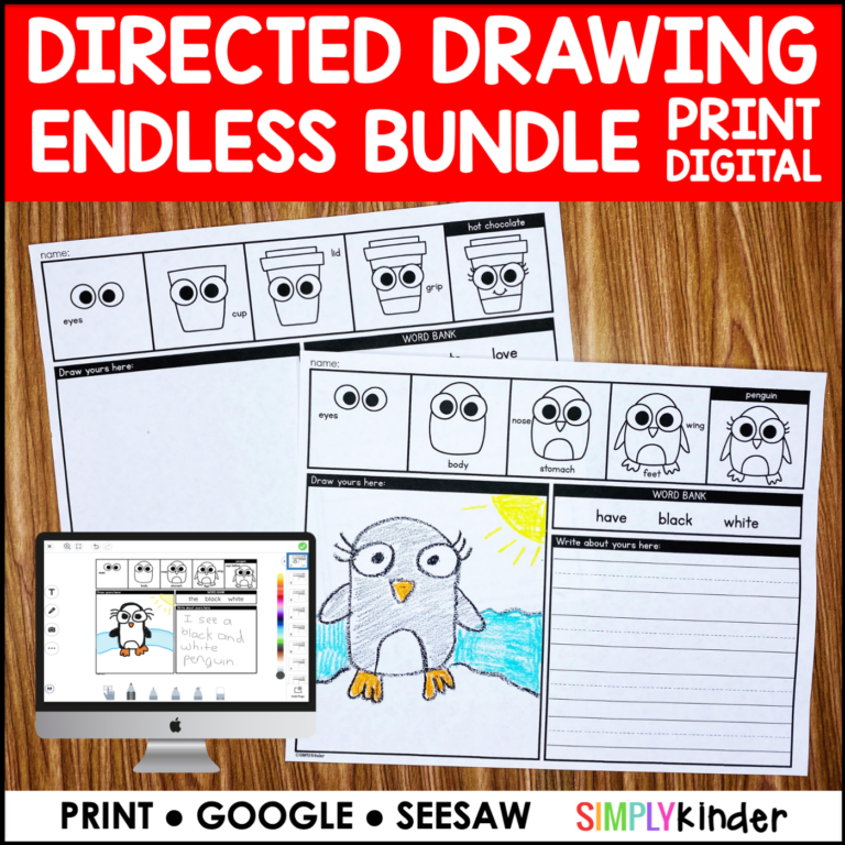 Endless Digital Directed Drawings for Seesaw Google & Print - Simply Kinder