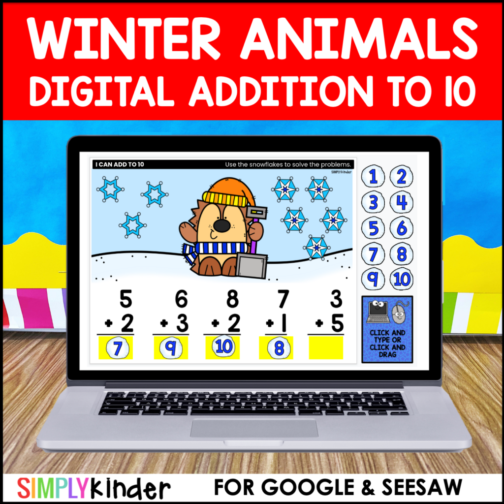 Winter Animals Addition to 10 Digital Activities for Google & Seesaw ...
