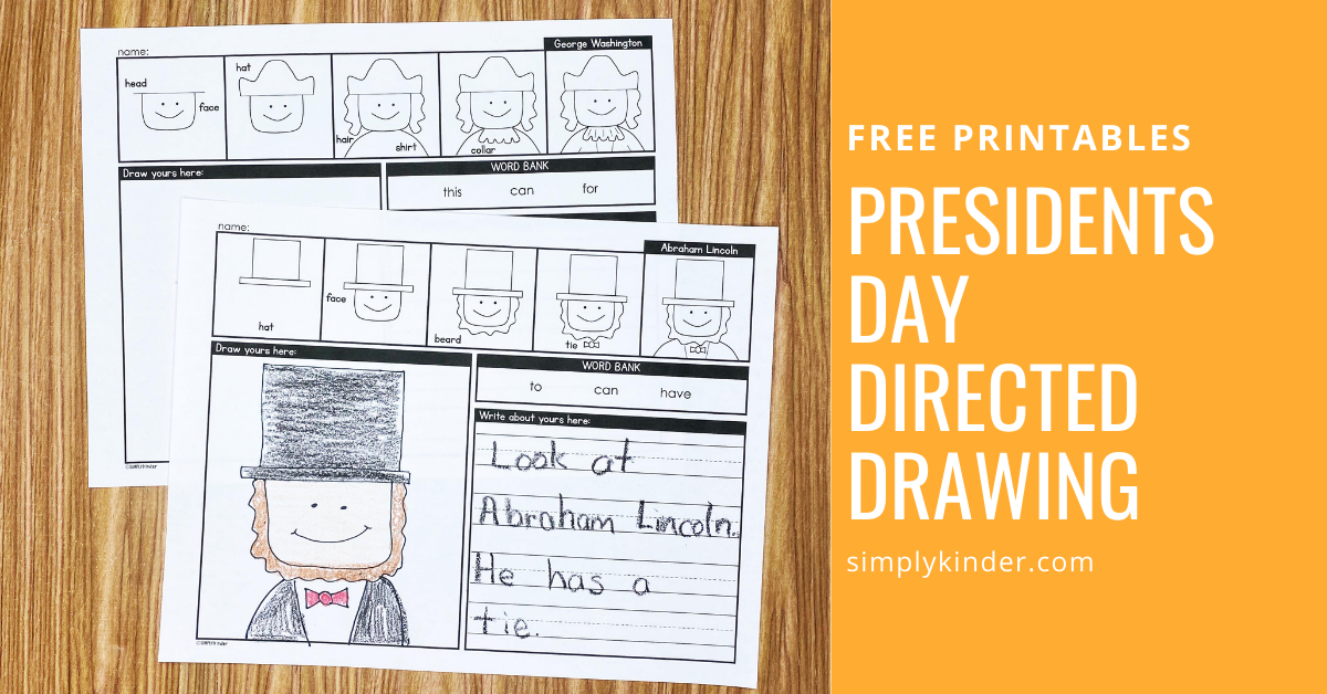 Presidents Day Directed Drawing Free Printable - Simply Kinder