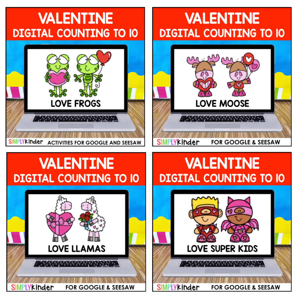 Valentine Counting to 10 for Google Classroom and Seesaw - Simply Kinder